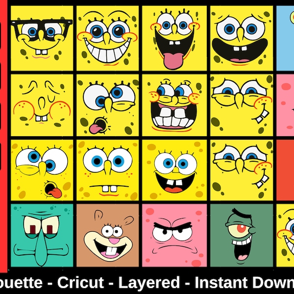 Spongebob Faces Vector - Etsy