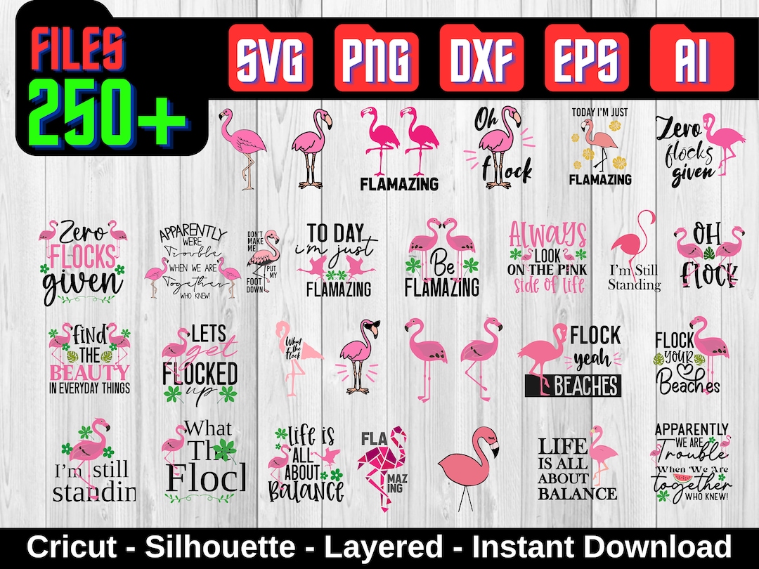 FLAMINGO QUOTES SVG Bundle, Flamingo Svg Png Dxf Eps, Flamingo Clipart ...