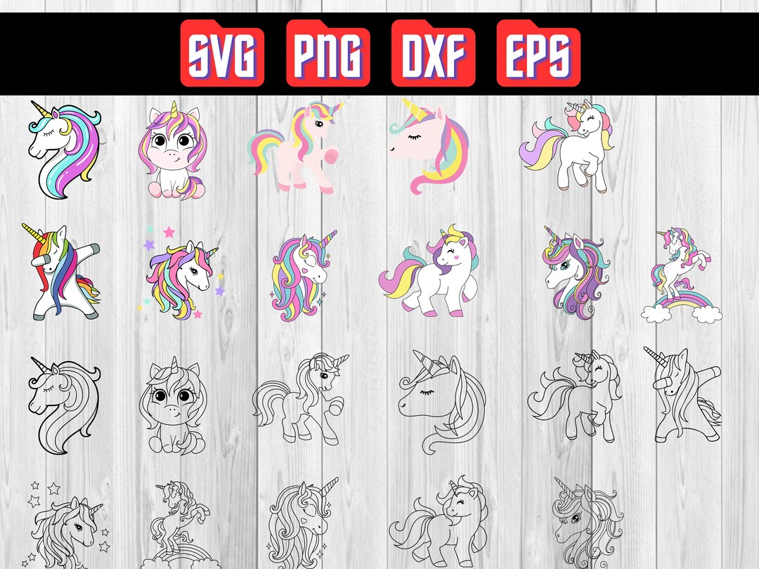 Unicorn Unicorn Unicorns Clip Art Cutting File Instant - Etsy
