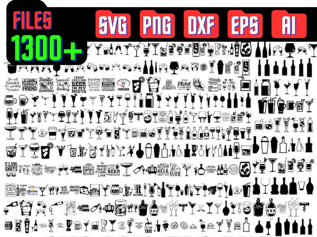 Cocktail Svg, Alcohol Svg Bundle, Shot Glass Svg, Drink Svg, Cocktail ...