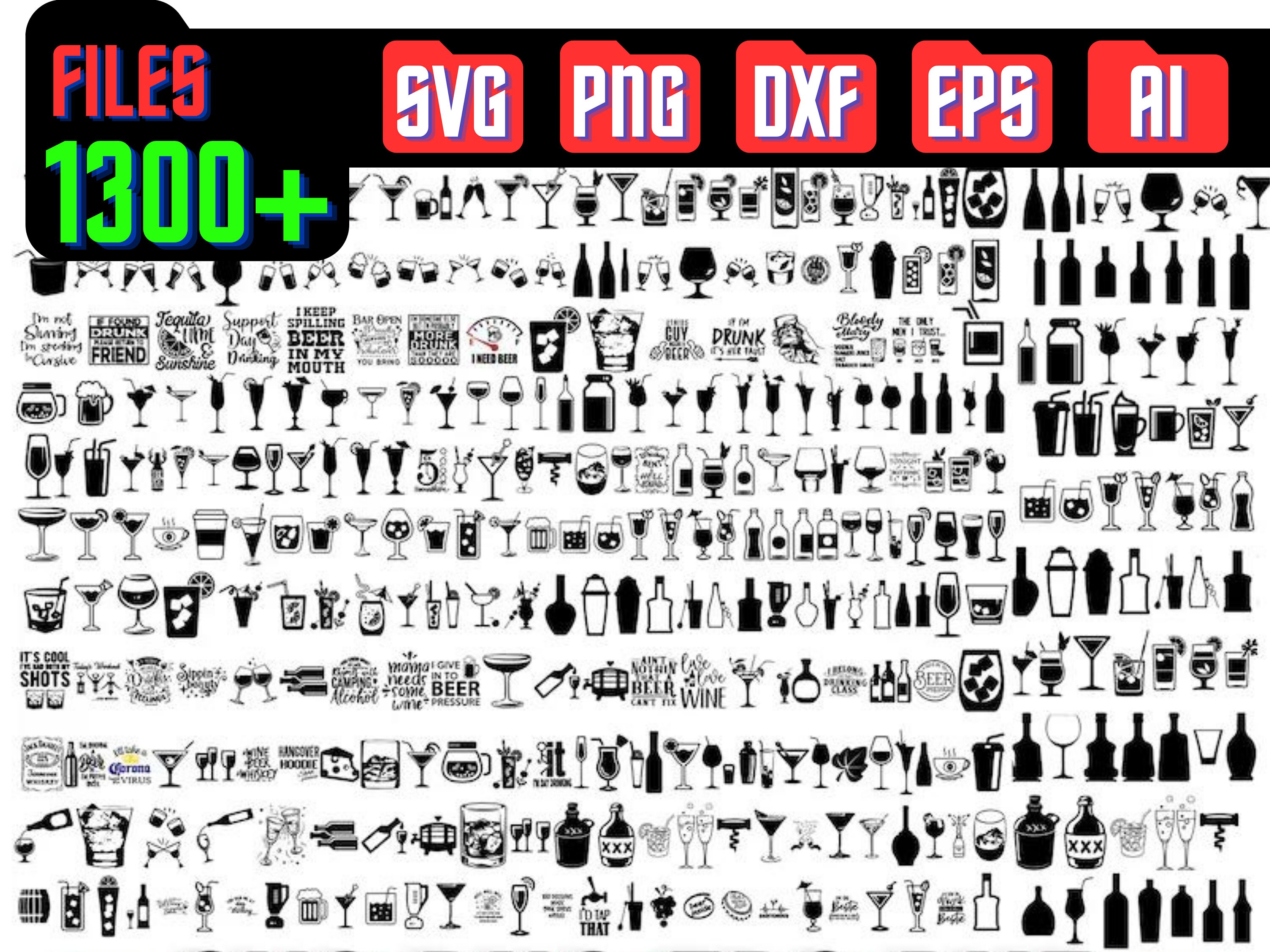 Cocktail Svg, Alcohol Svg Bundle, Shot Glass Svg, Drink Svg, Cocktail ...