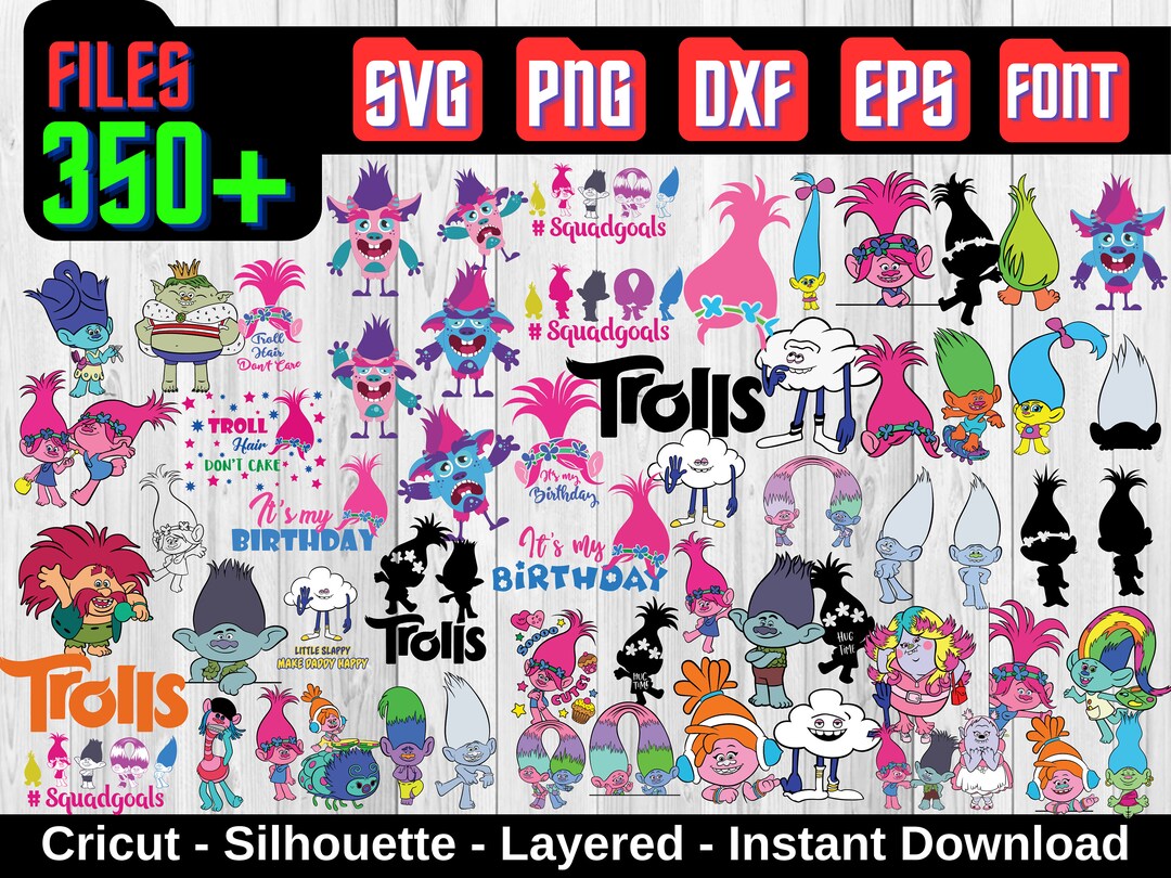 Trolls Svg Bundle, Trolls Png, Trolls Font, Trolls Alphabet, Cricut ...