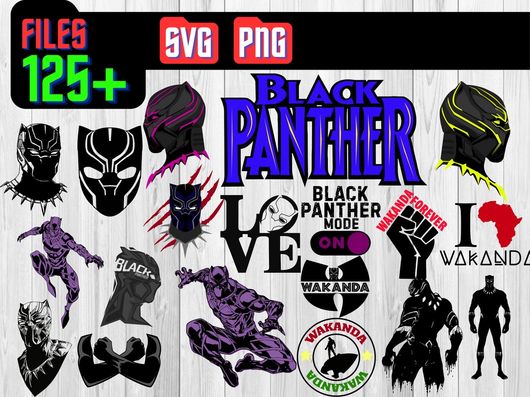 Black Panther Bundle ,t'challa Face Silhouette Digital Clipart, Wakanda ...