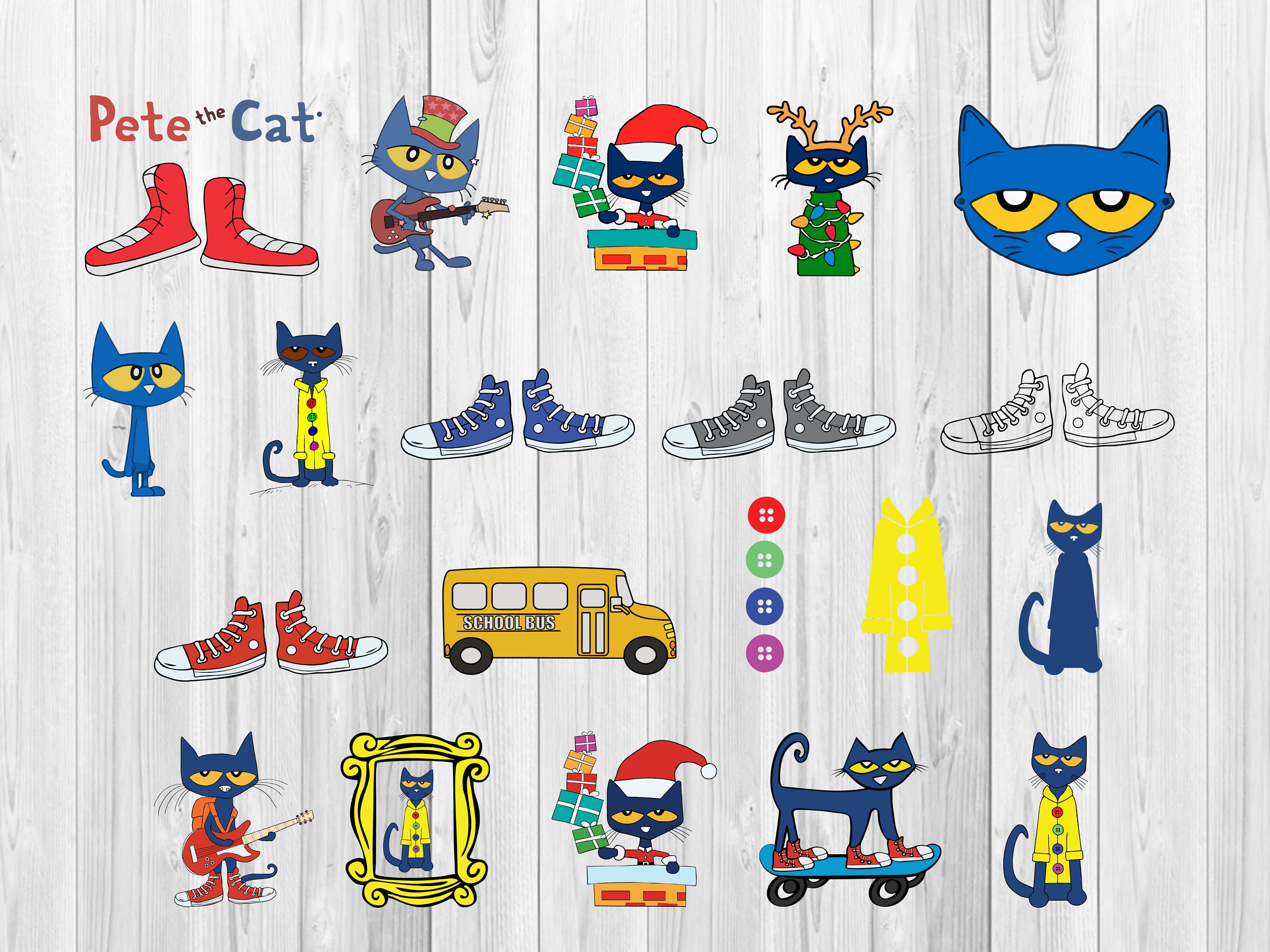 Pete the Cat Svg Pete the Cat Cricut Vector Bundle Pete - Etsy Australia