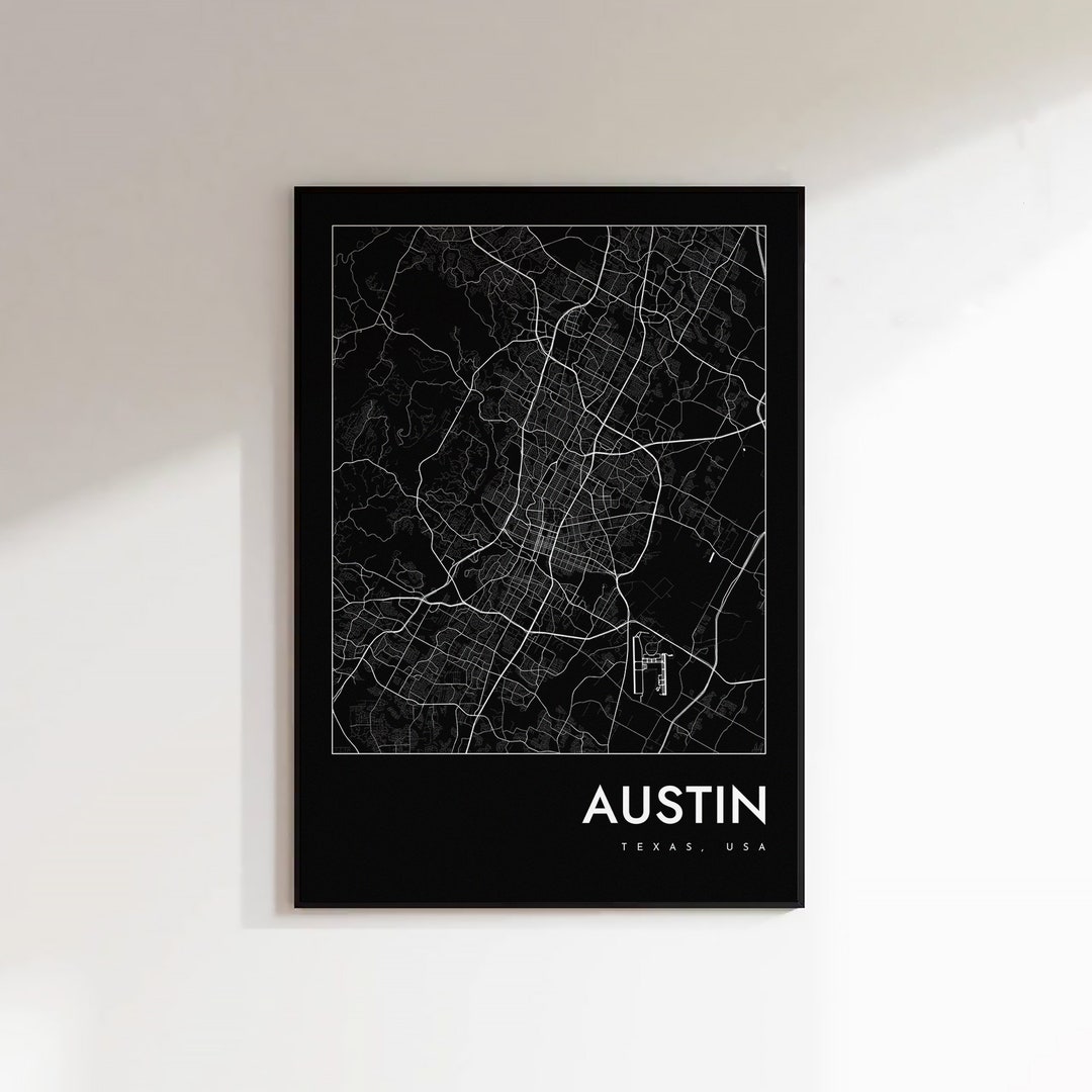 Austin Map Print, Austin Street Map Poster, Map of Austin Wall Art, USA ...