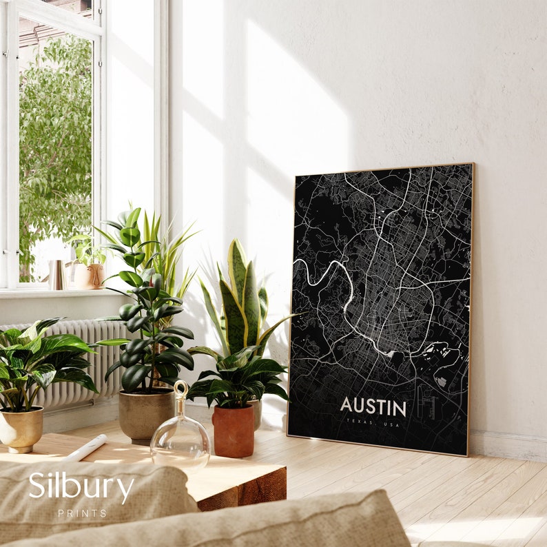 Austin Map Print, Austin Street Map Poster, Map of Austin Wall Art, USA ...
