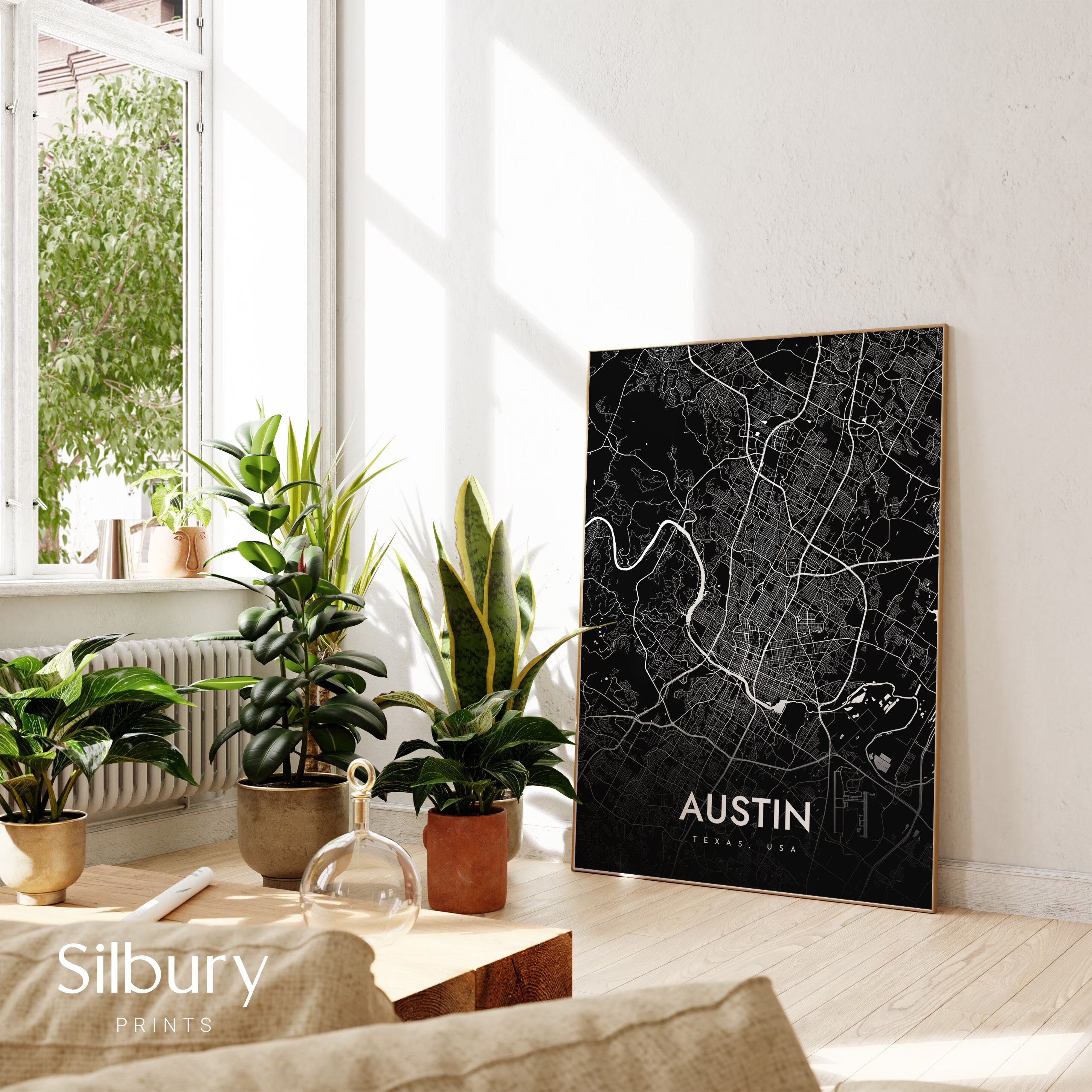 Austin Map Print, Austin Street Map Poster, Map of Austin Wall Art, USA ...