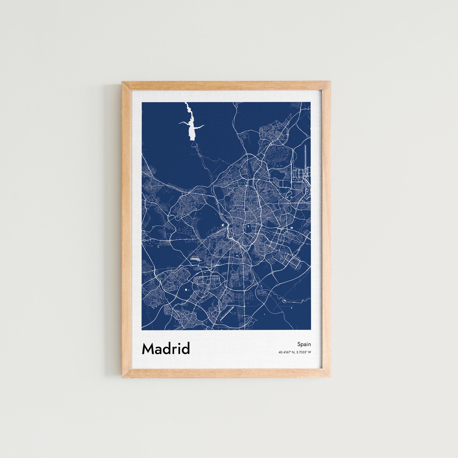 Madrid Map Print, Madrid Street Map Poster, Blue Color Map of Madrid ...