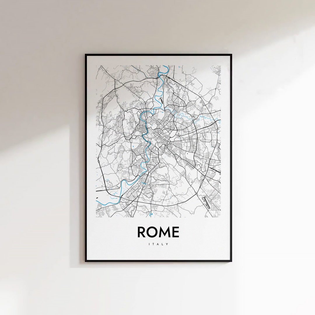 Rome Map Print, Rome Street Map Poster, Map of Rome Wall Art, Rome ...