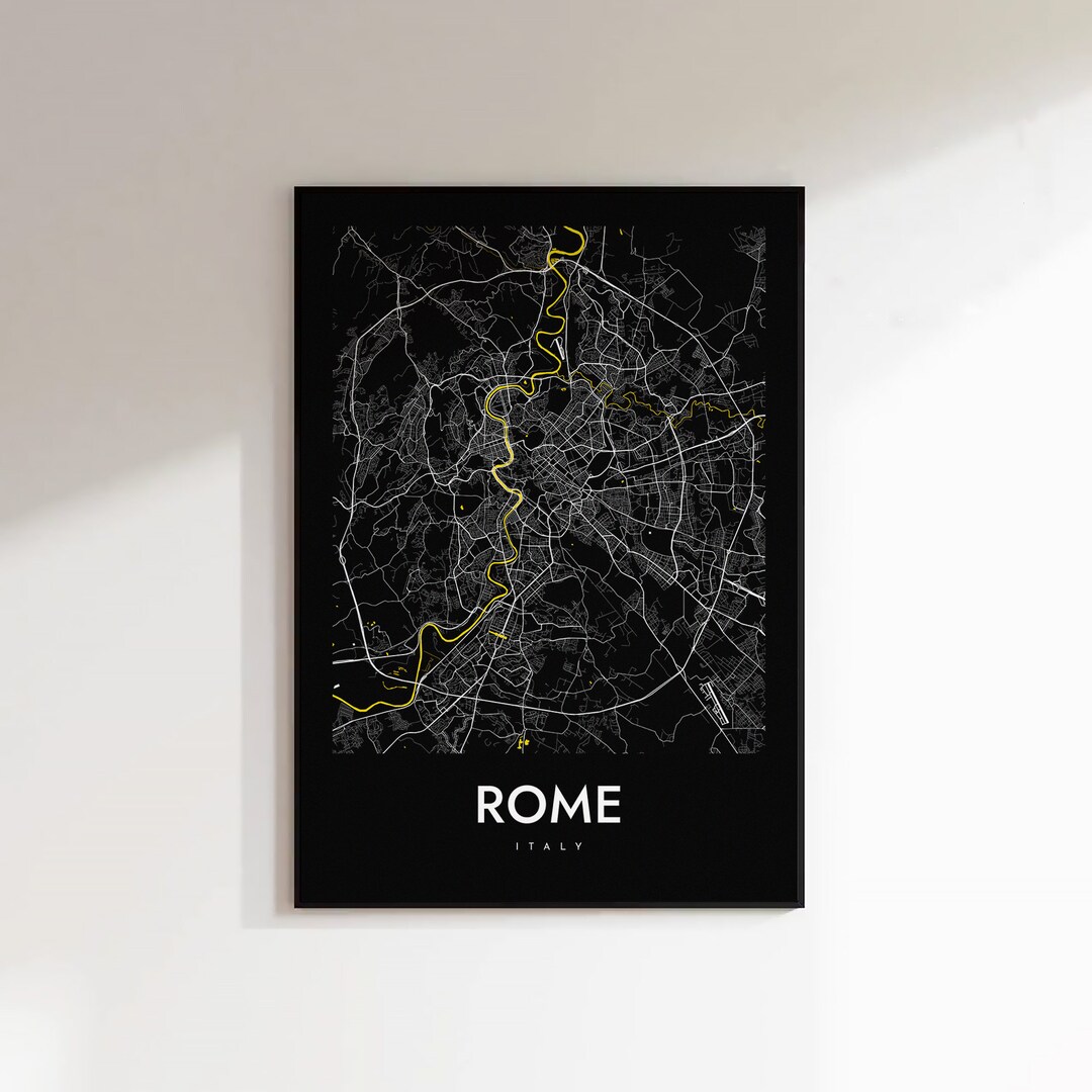 Rome Map Print, Rome Street Map Poster, Map of Rome Wall Art, Rome ...