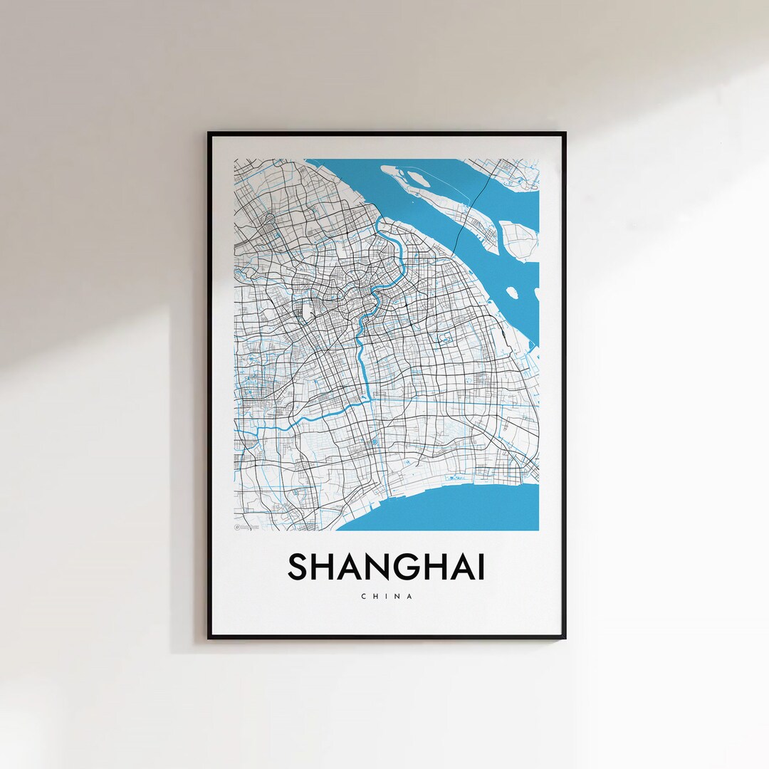 Shanghai Map Print, Shanghai Street Map Poster, Map of Shanghai Wall ...