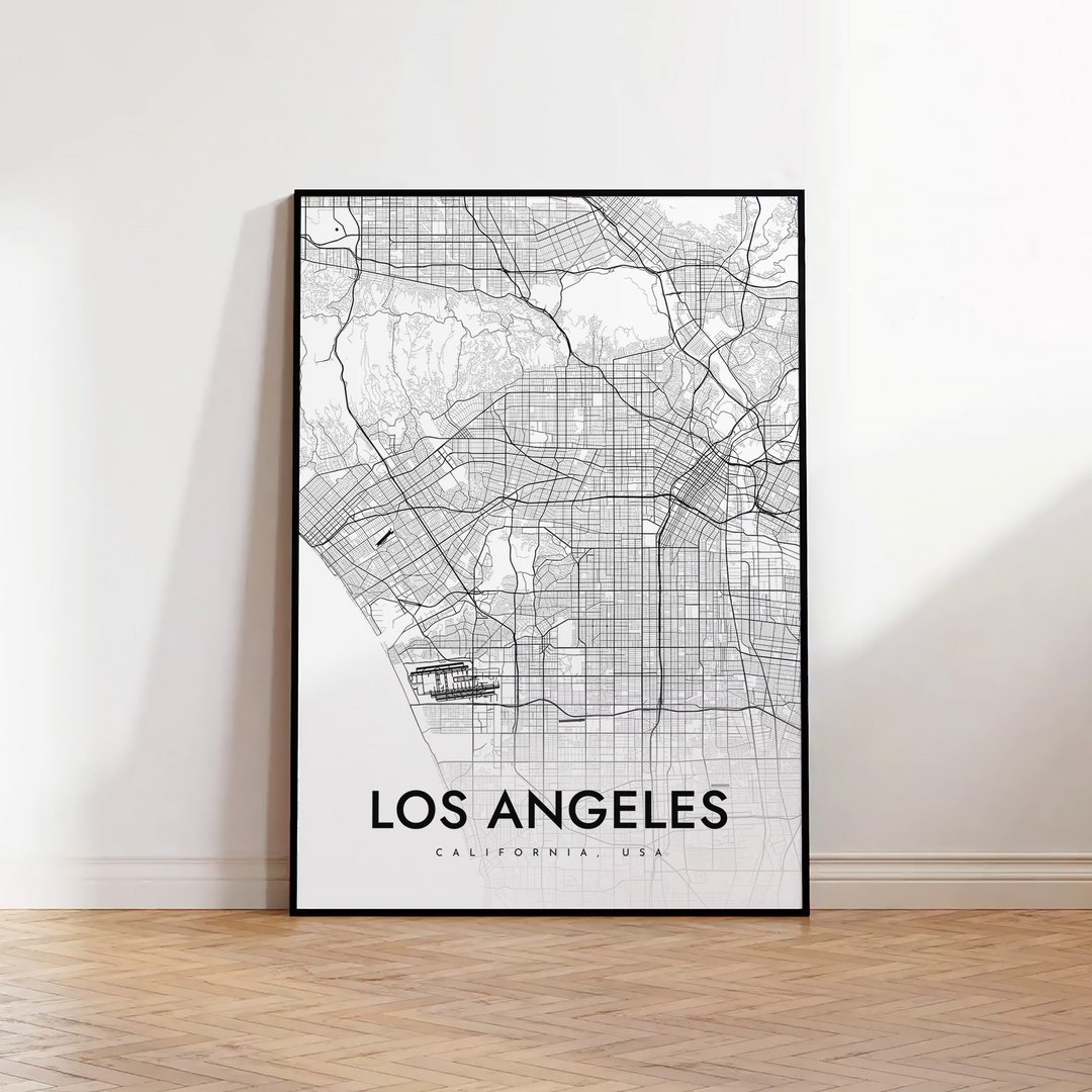 Los Angeles Map Print, LA Street Map Poster, Map of Los Angeles, Los ...