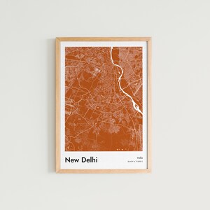 New Delhi Map Print, New Delhi Street Map Poster, Orange Color Map of ...