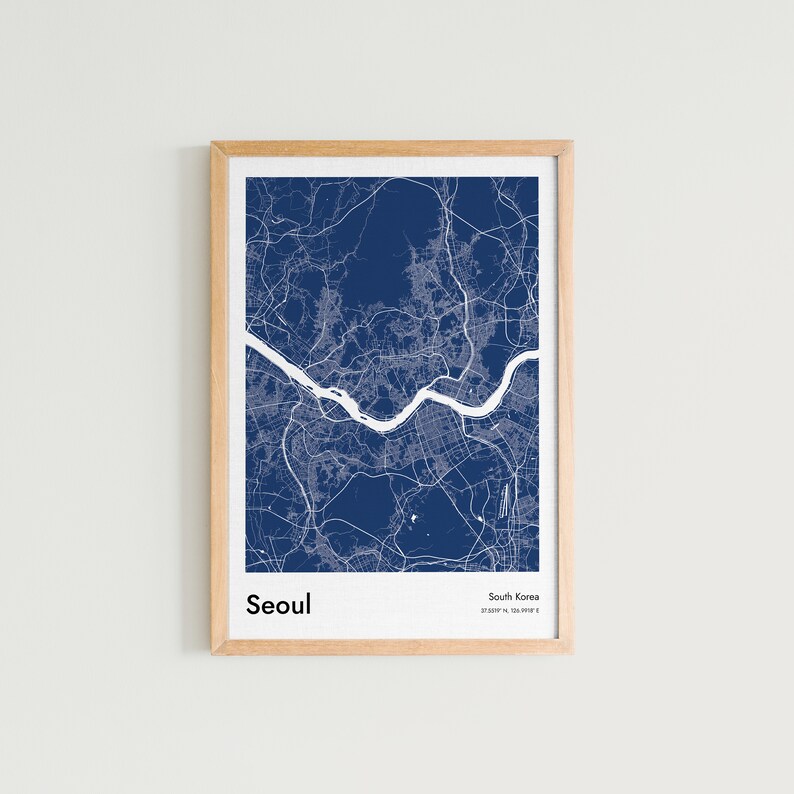 Seoul Map Print, Seoul Street Map Poster, Blue Map of Seoul, South ...