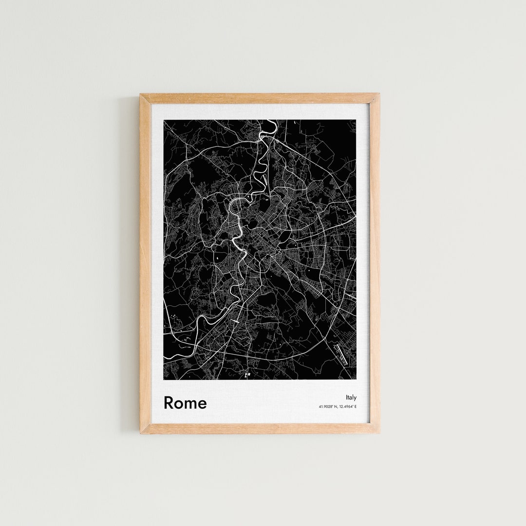 Rome Map Print, Rome Street Map Poster, Map of Rome Wall Art, Rome ...