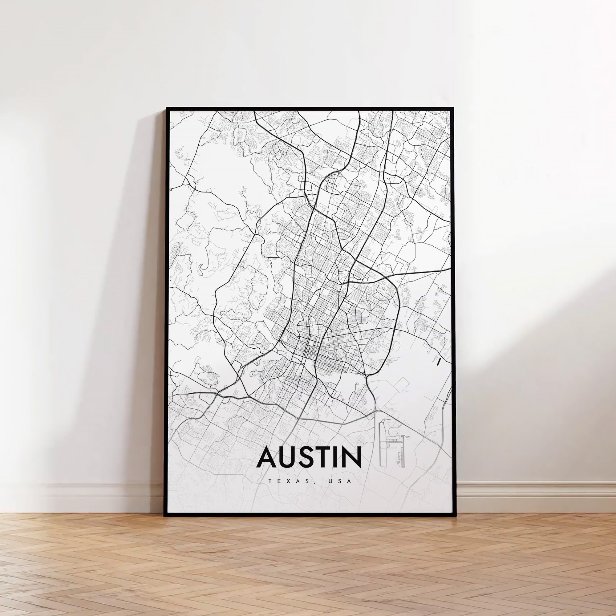 Austin Map Print, Austin Street Map Poster, Map of Austin Wall Art, USA ...