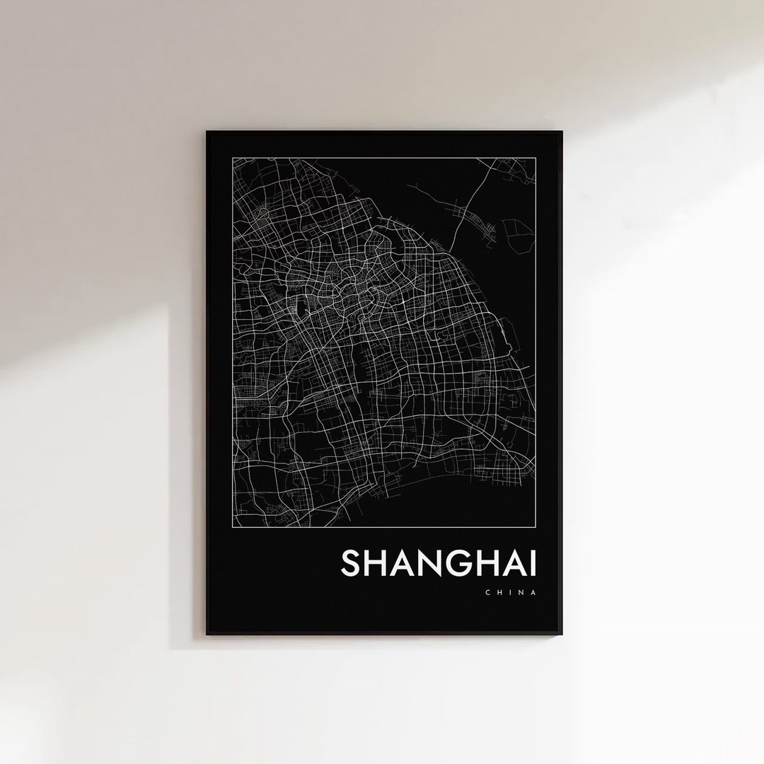 Shanghai Map Print, Shanghai Street Map Poster, Map of Shanghai Wall ...