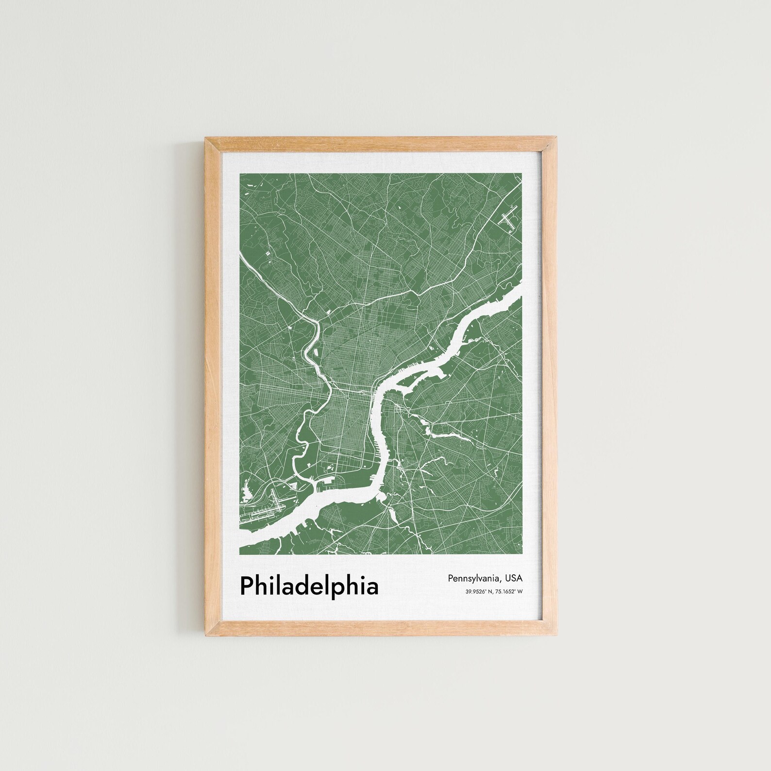 Philadelphia Map Print, Philadelphia Street Map Poster, Green Color Map ...