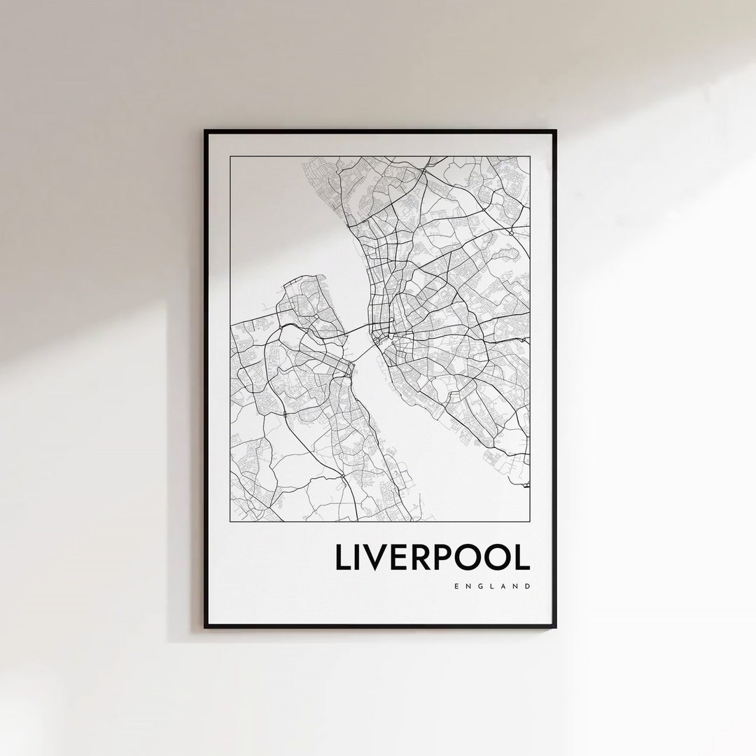 Liverpool Map Print, Liverpool Street Map Poster, Map of Liverpool ...