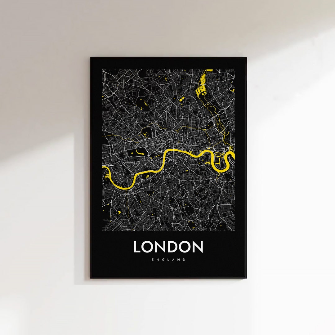 London Map Print, London Street Map Poster, Map of London Wall Art ...
