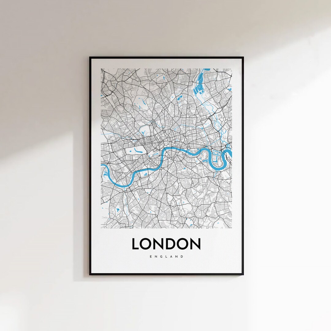 London Map Print, London Street Map Poster, Map of London Wall Art ...