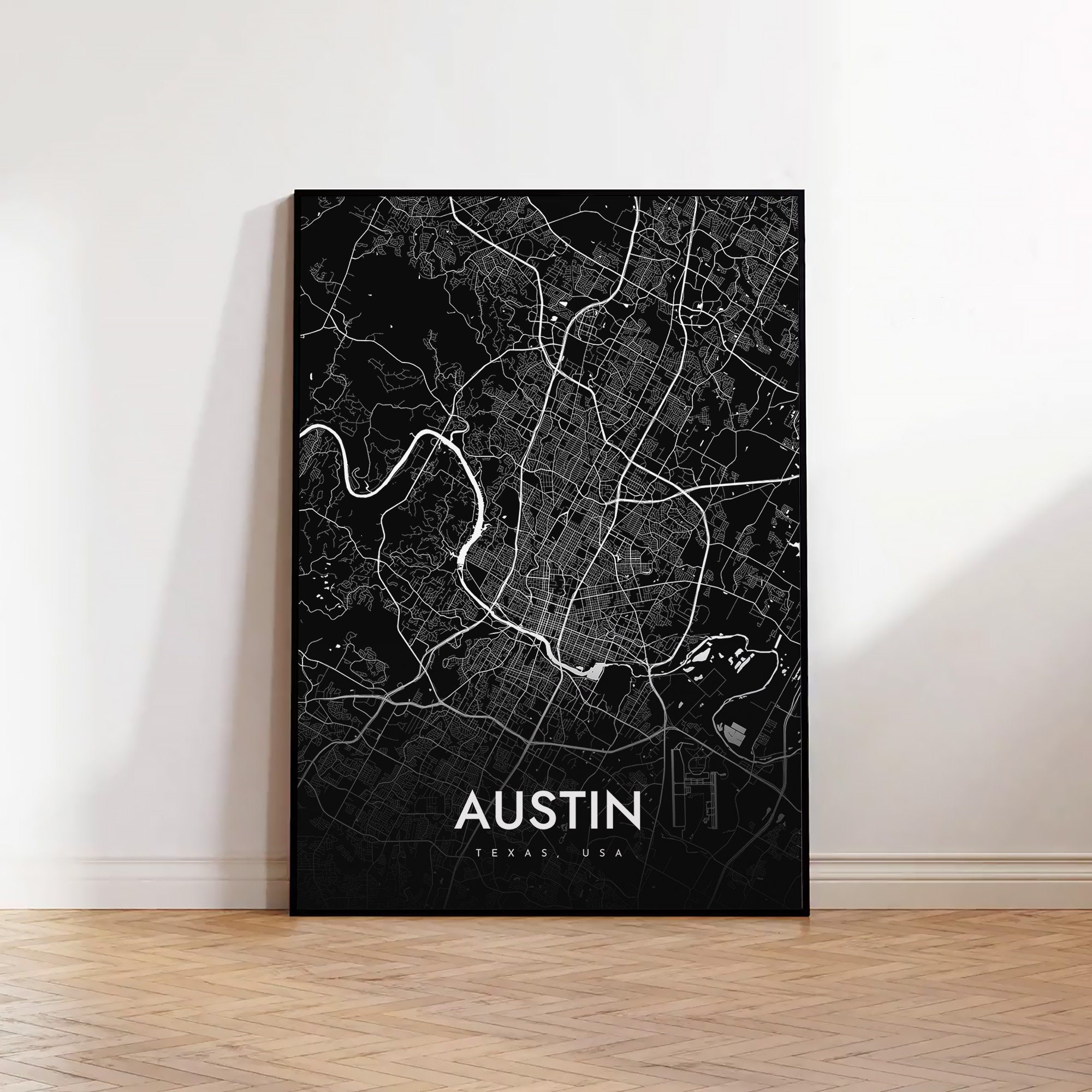 Austin Map Print, Austin Street Map Poster, Map of Austin Wall Art, USA ...