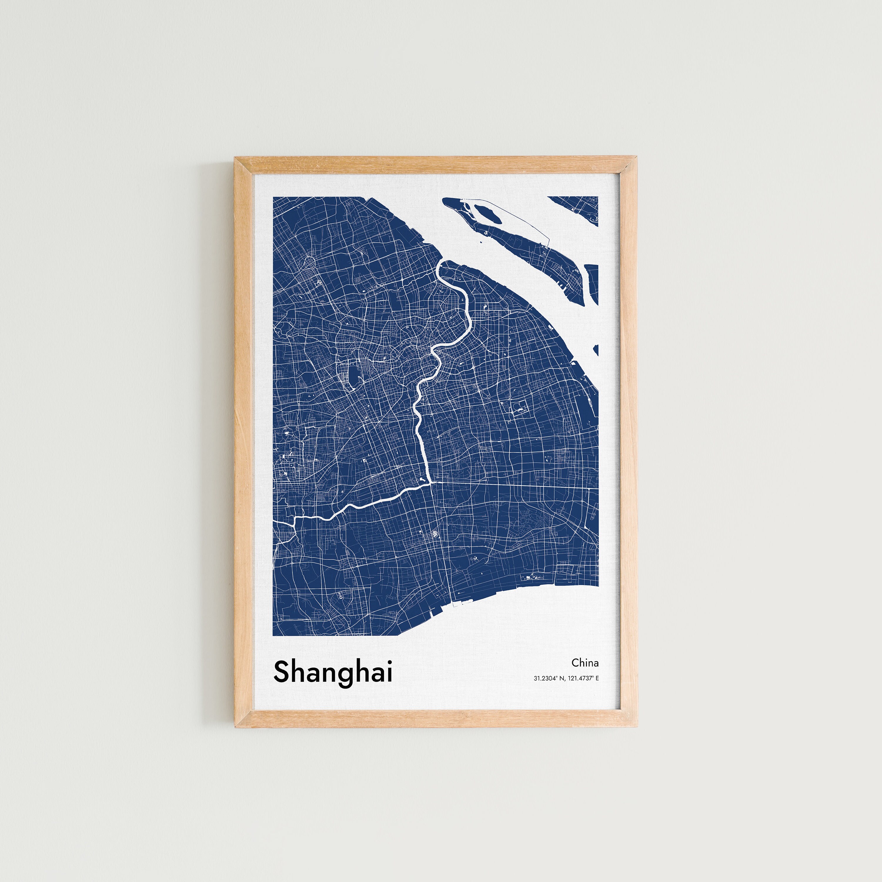Shanghai Map Print, Shanghai Street Map Poster, Blue Color Map of ...