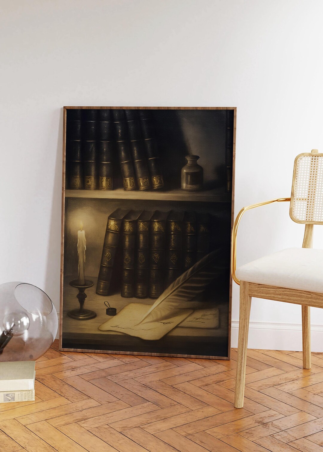 Vintage Library Print, Moody Bookshelf Art, Dark Academia Decor - Etsy