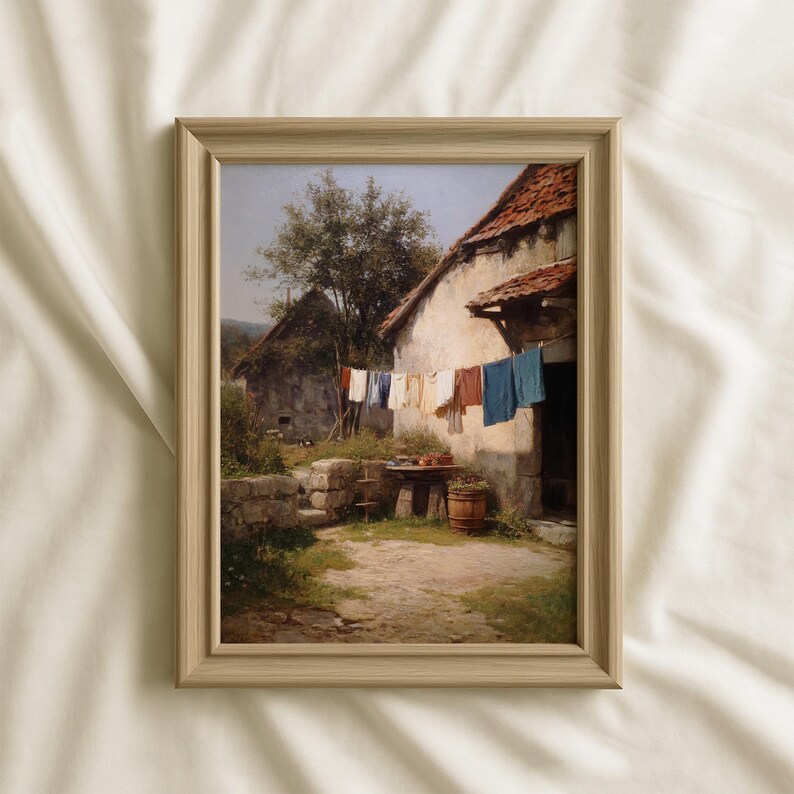 Farmhouse Laundry Day Unframed Painting Print, Vintage Clothesline Wall ...