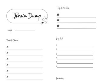 Minimalist Brain Dump Printable, Brain Dump Pdf, Thought Organizer ...