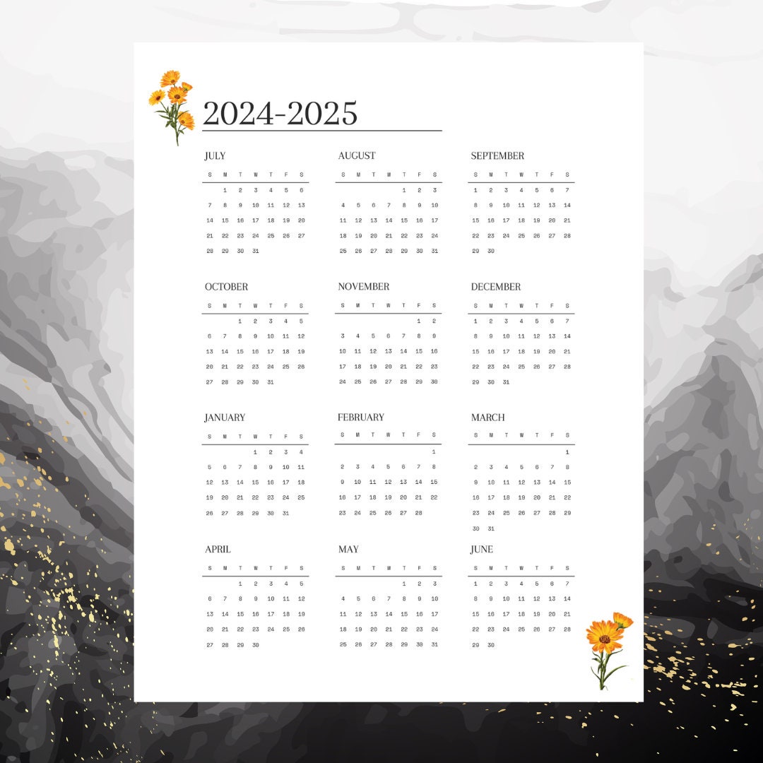 2024-2025 School Year Calendar (plain or White Flowers) - Etsy
