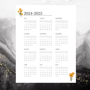 2024-2025 School Year Calendar (plain or White Flowers) - Etsy