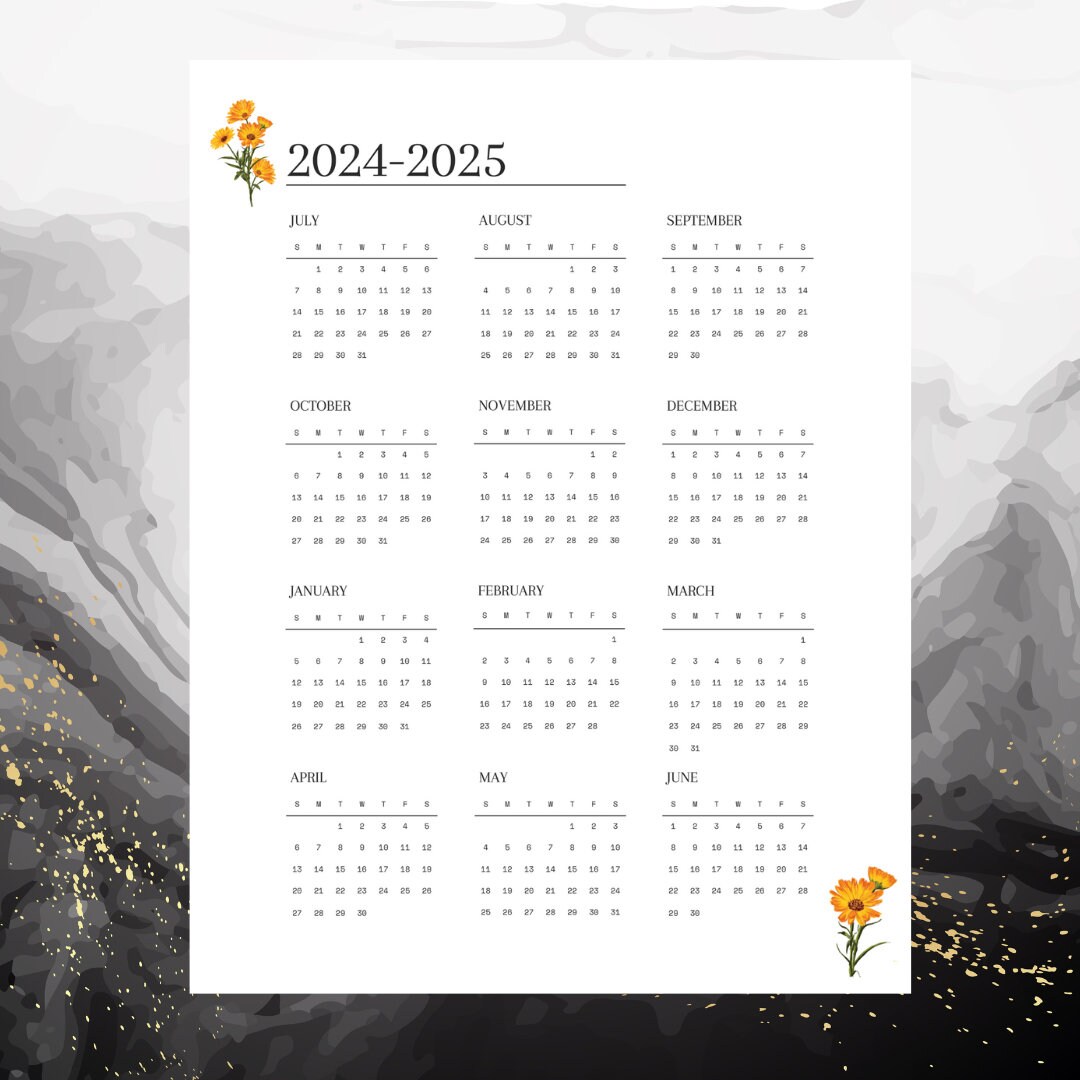 2024-2025 School Year Calendar (plain or White Flowers) - Etsy