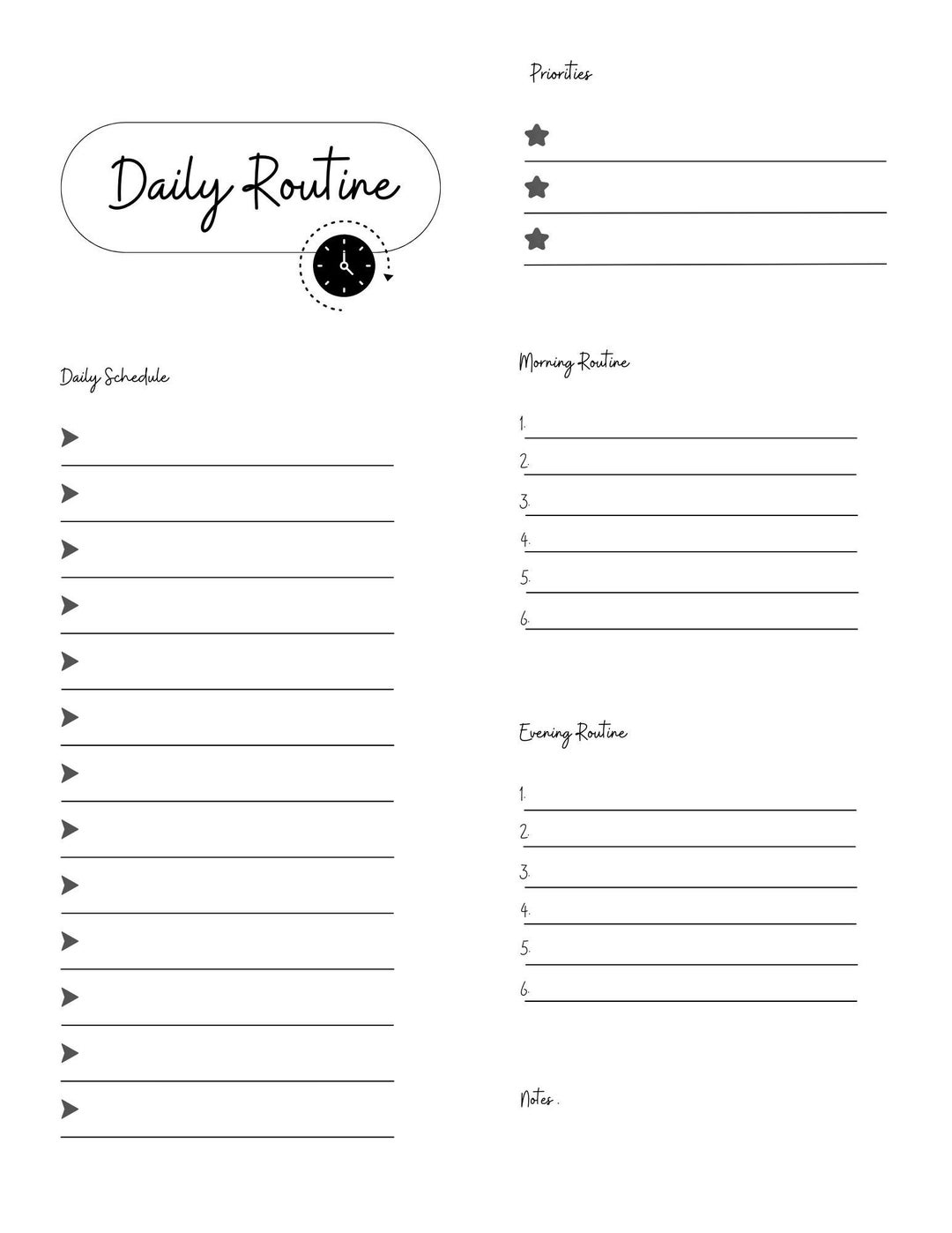 Printable Daily Routine Planner - Etsy