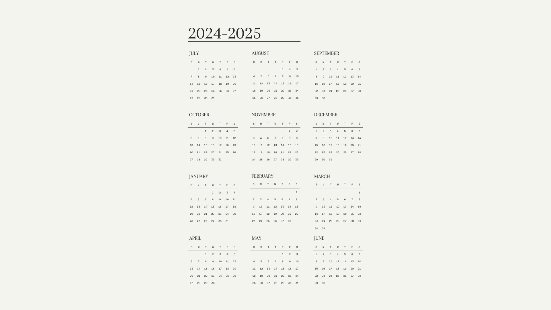 2024-2025 School Year Calendar (plain or White Flowers) - Etsy