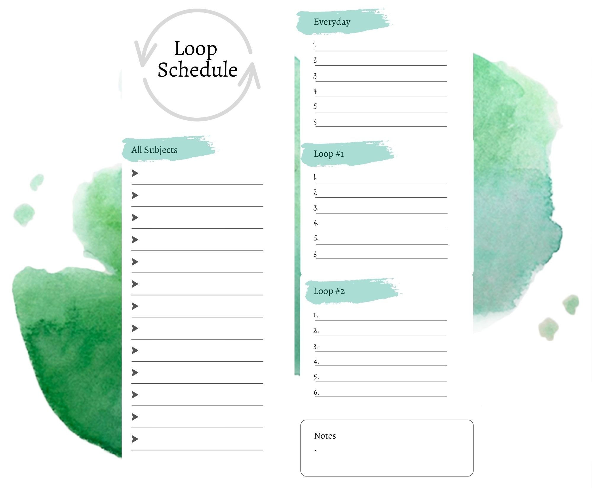 Loop Schedule Planning Sheet - Etsy