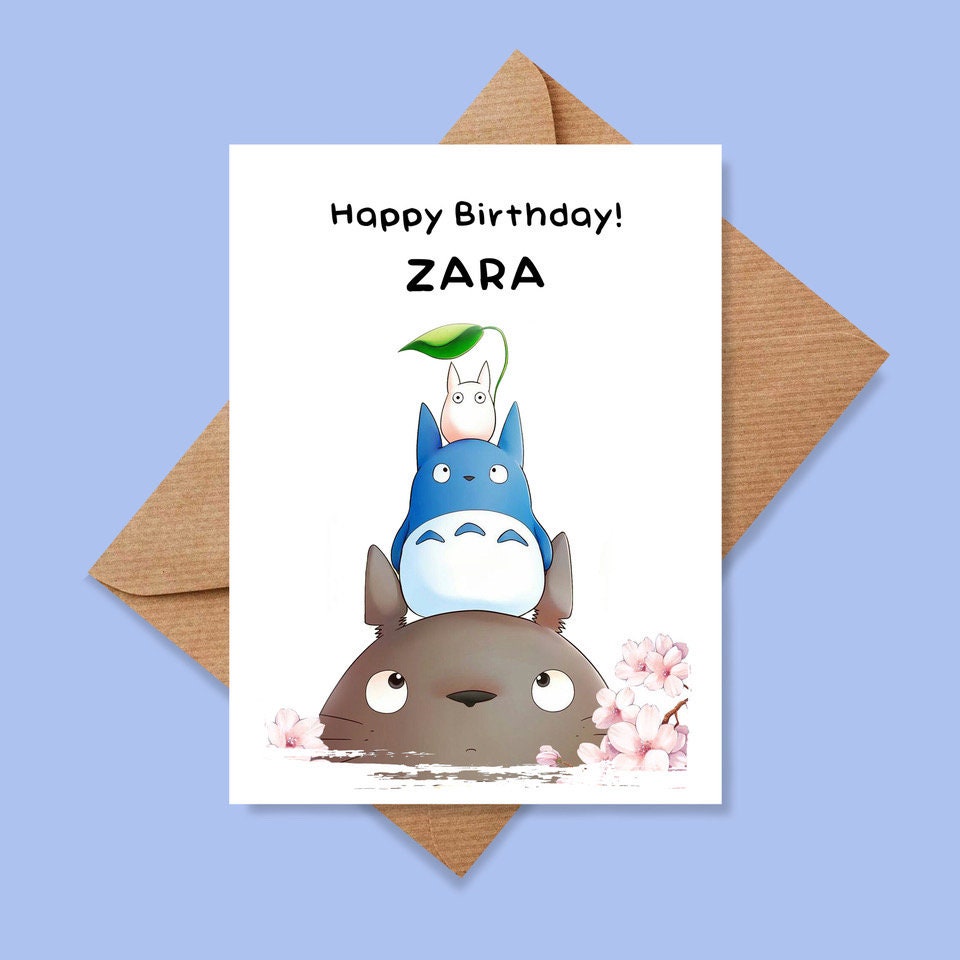 Totoro Personalised Birthday Card, Totoro Birthday Card, Personalised ...