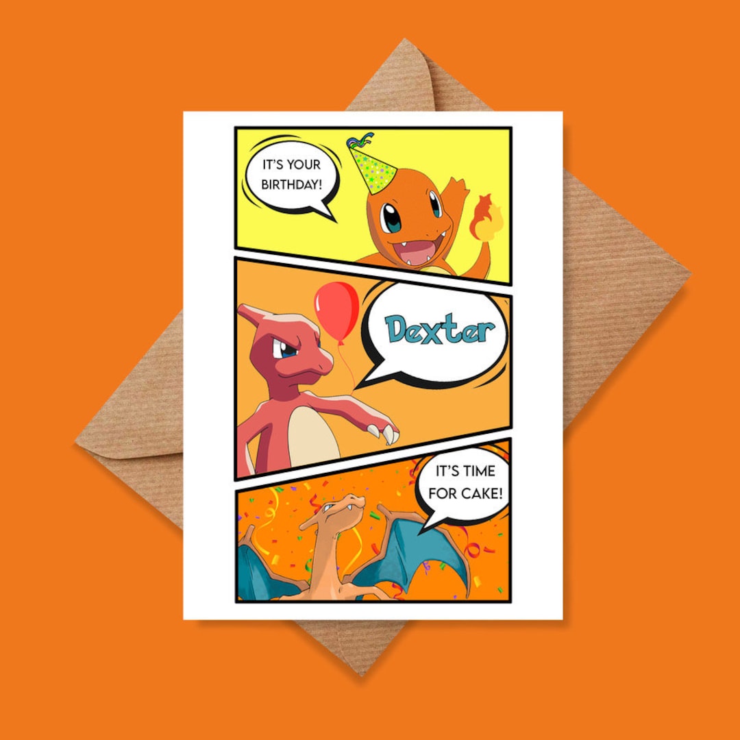 Charmander, Charmander Birthday Card, Personalised Card, Funny Card ...