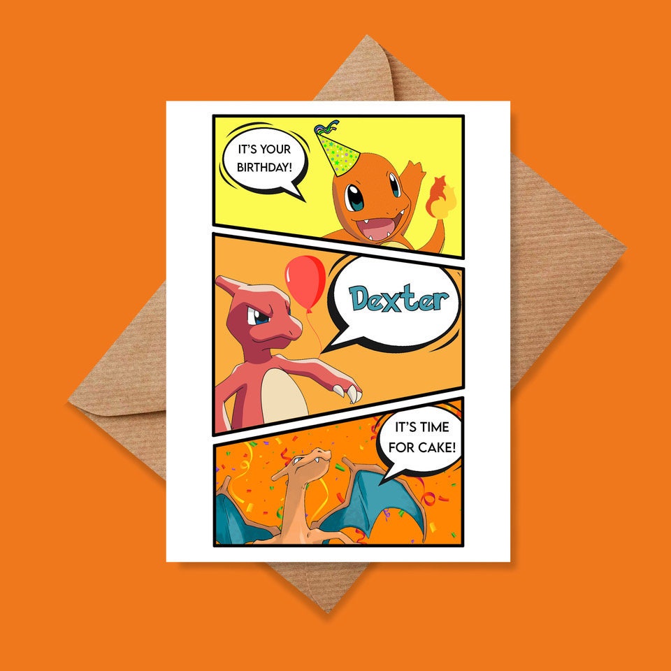 Charmander, Charmander Birthday Card, Personalised Card, Funny Card ...