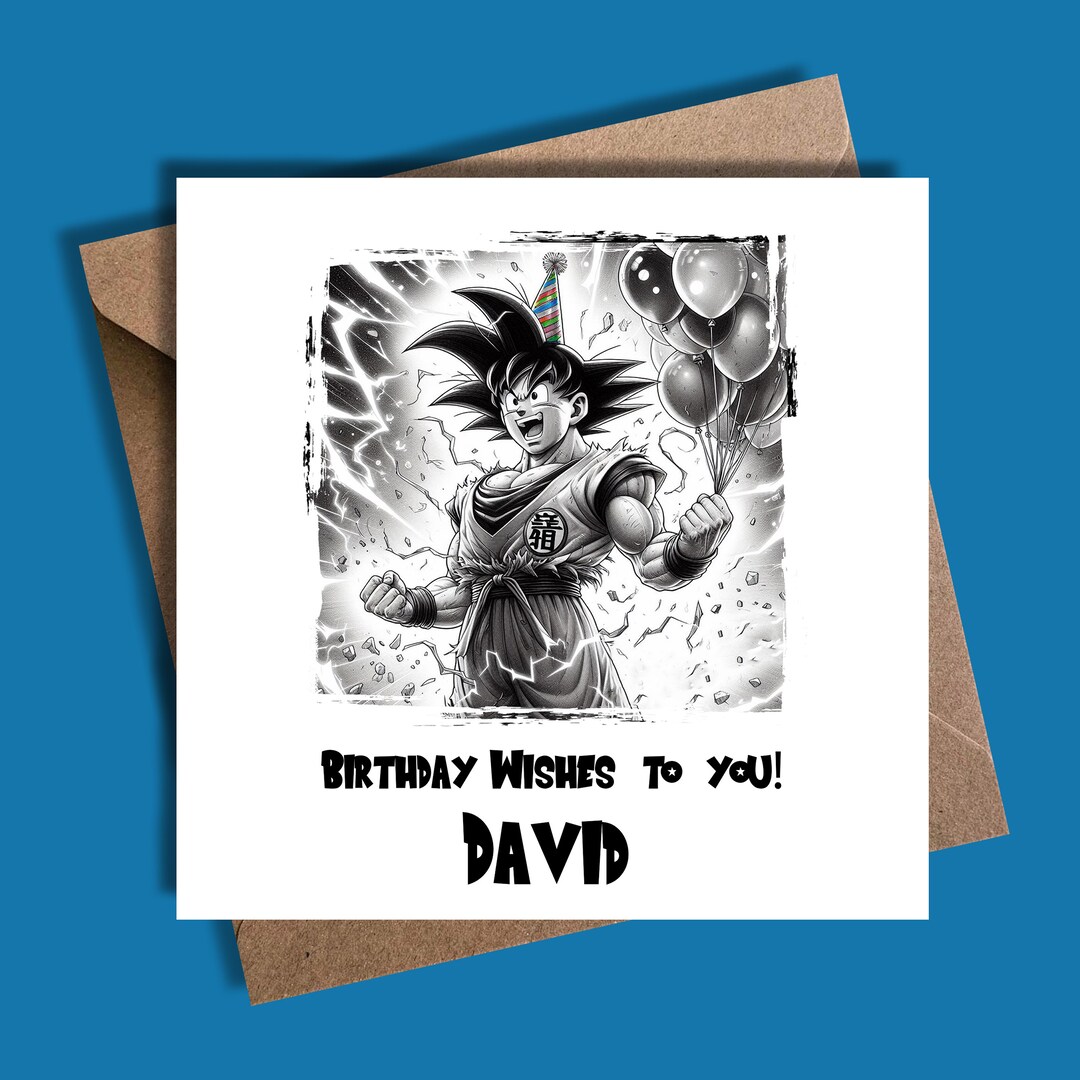 Goku Birthday Card: Dragon Ball Fan, Personalised Charcoal Art - Etsy UK