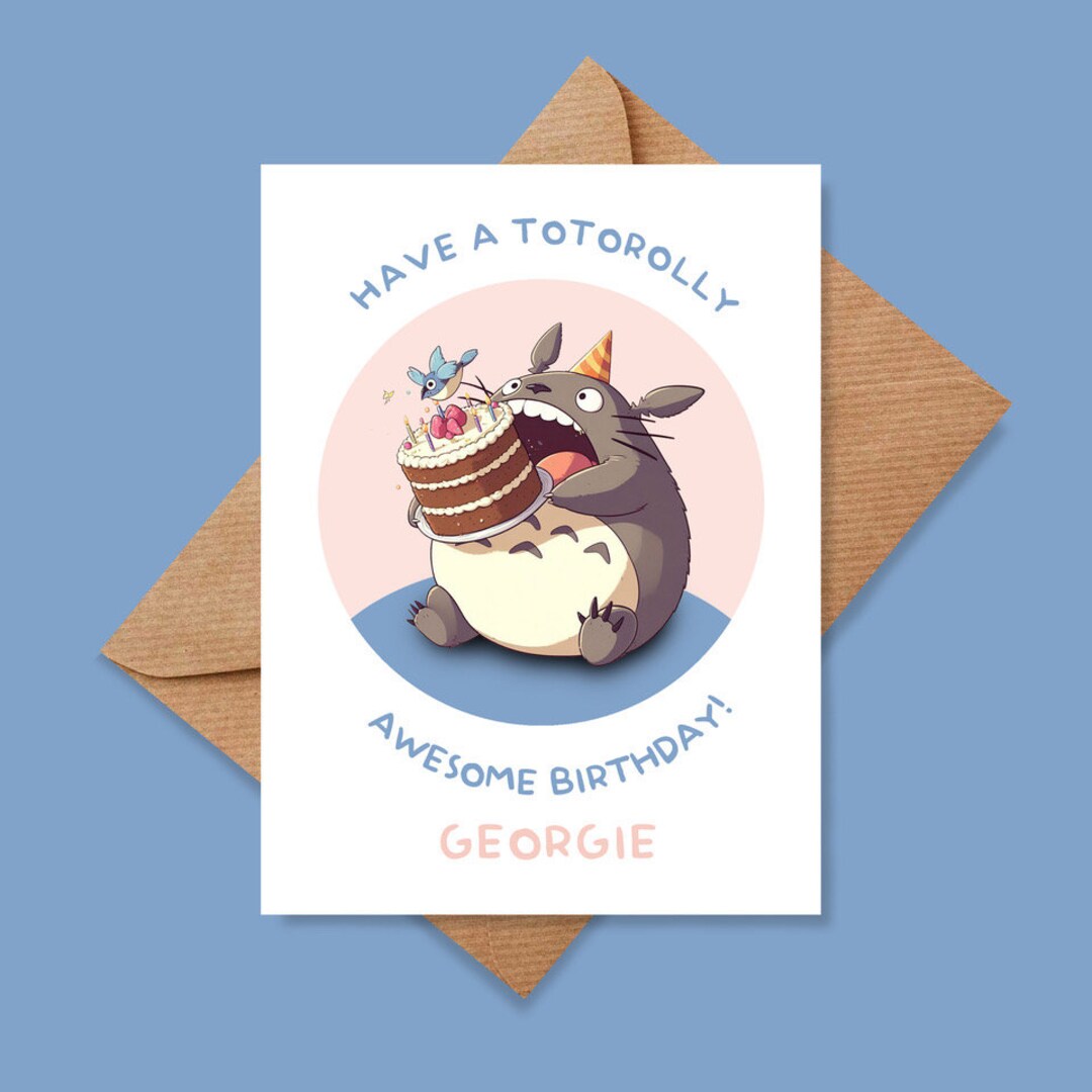 Totoro Personalised Birthday Card, Totoro Birthday Card, Personalised ...