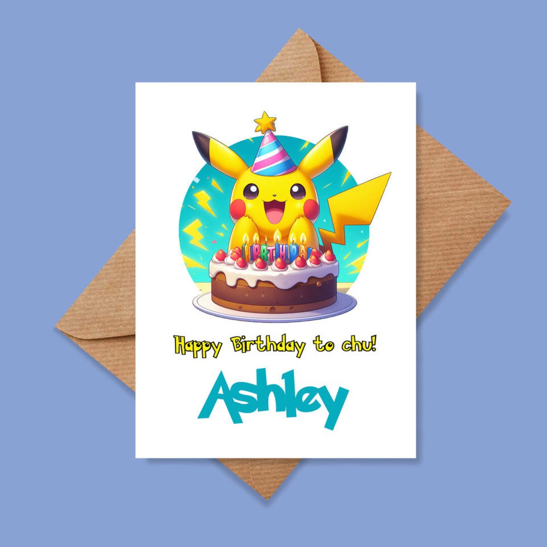 Pikachu, Pikachu Birthday Card, Personalised Card, Funny Card ...