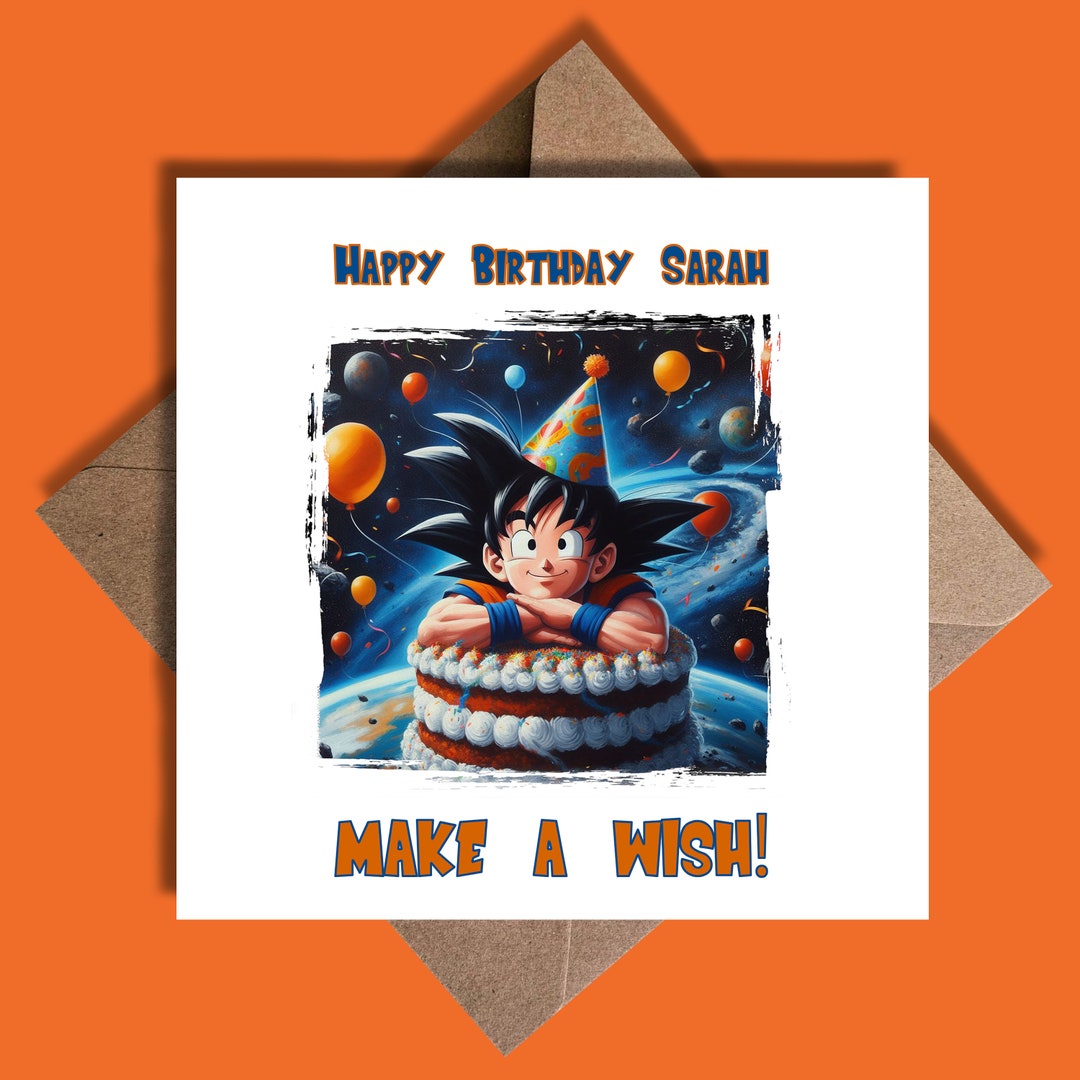 Goku Birthday Card, Personalised Birthday Card, Birthday Card ...