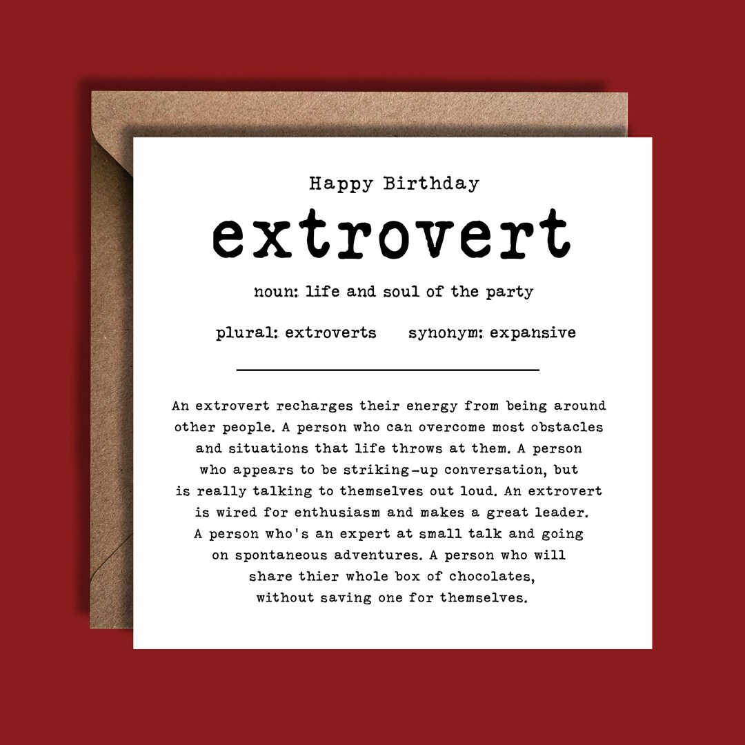 Extrovert Definition Birthday Card: Humorous Quote Card - Etsy UK