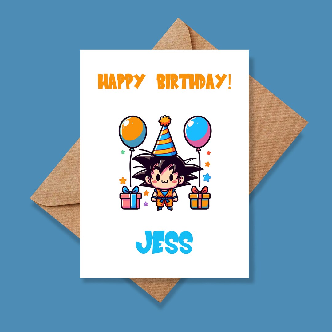 Goku Birthday Card, Personalised Birthday Card, Birthday Card ...
