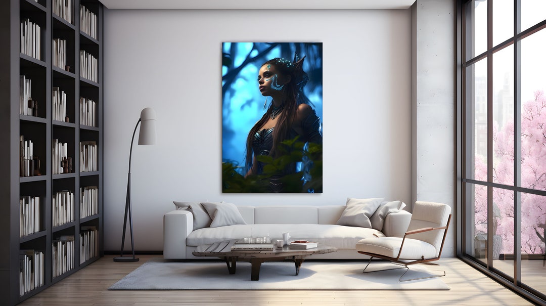 Crowned Queen Artwork Glowing Pandora Inspired Blue World Art Canvas ...