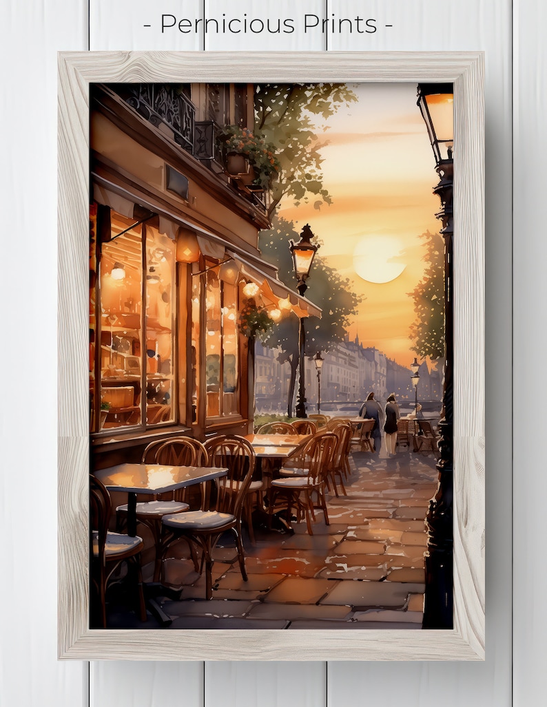 European Cafe Painting at Sunset | Restaurant | Cafe | Outdoor Dining ...