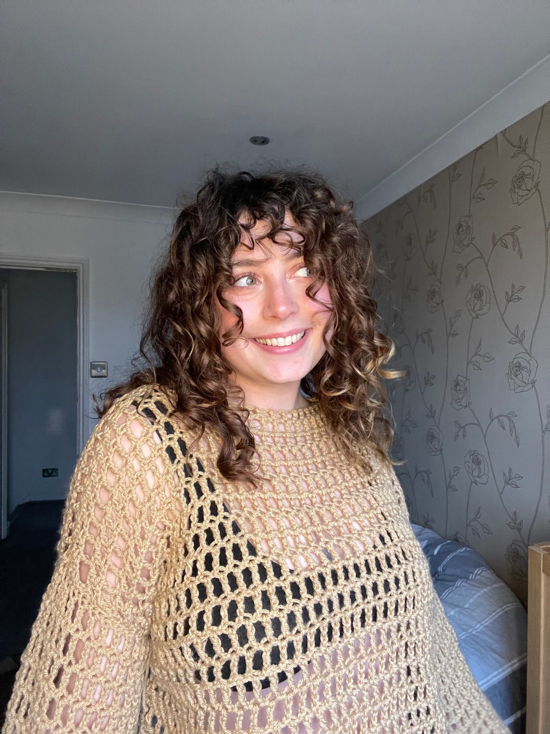 Crochet Mesh Pattern Jumper, Oversized Crochet Jumper, Crochet Mesh ...