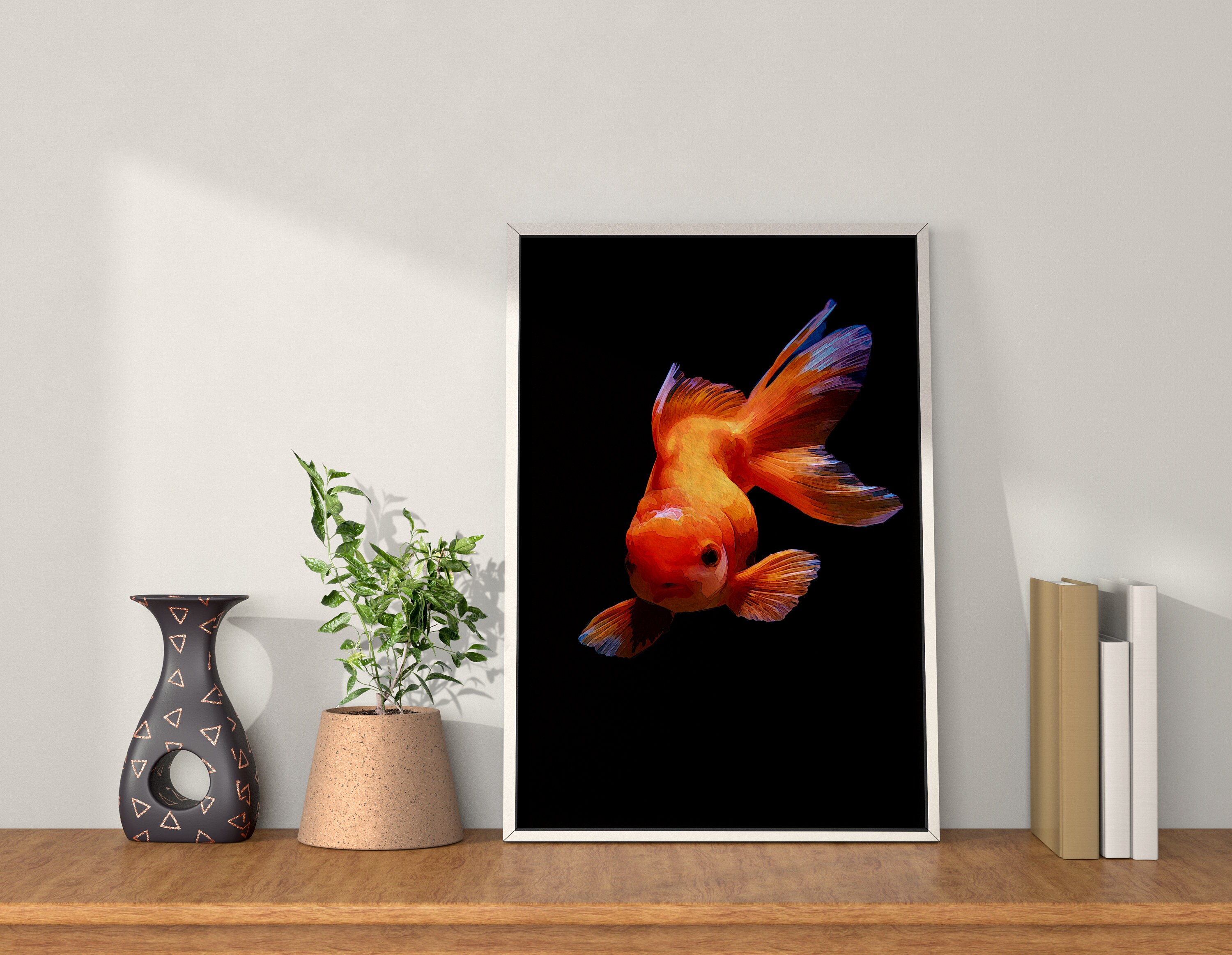Printable Watercolor Goldfish Decor, Fish Poster, Ocean Wall Art ...