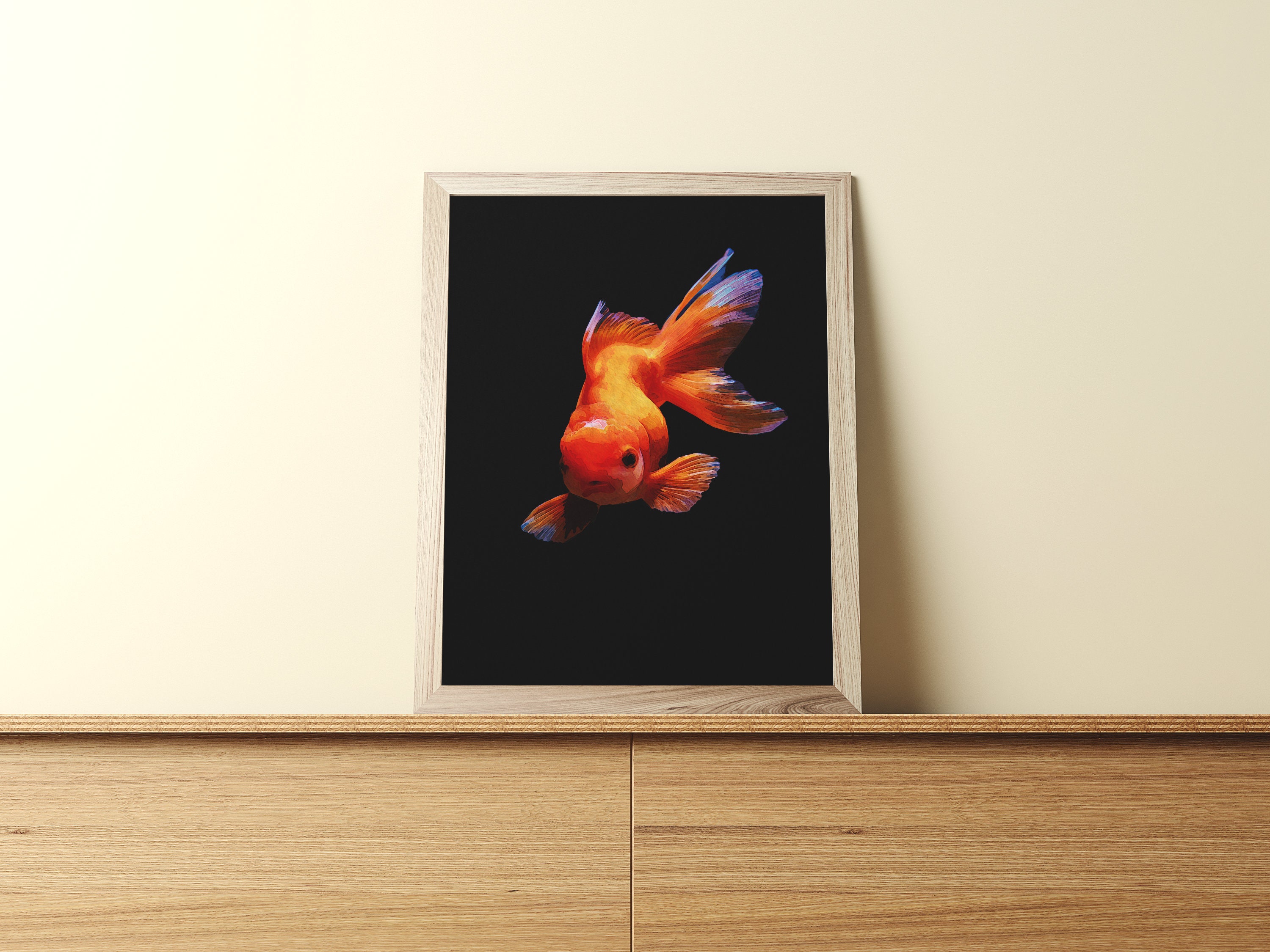 Printable Watercolor Goldfish Decor, Fish Poster, Ocean Wall Art ...